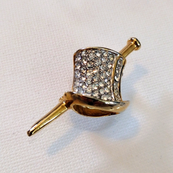Jewelry | Beautiful Faux Gold And Rhinestones Tap Dancer Hat And Cane ...